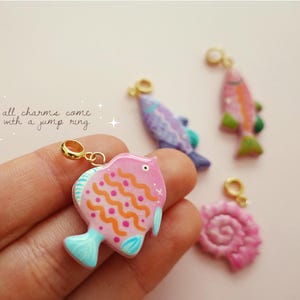 Hand-painted Clay Summer CHARMS Only, for Necklace or Earrings | Fish ...
