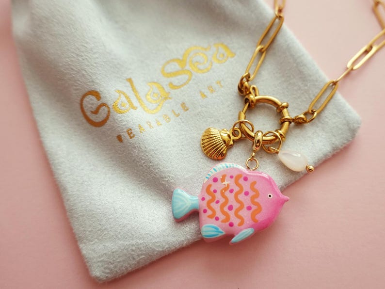 Hand-painted Clay Summer CHARMS Only, for Necklace or Earrings | Fish ...