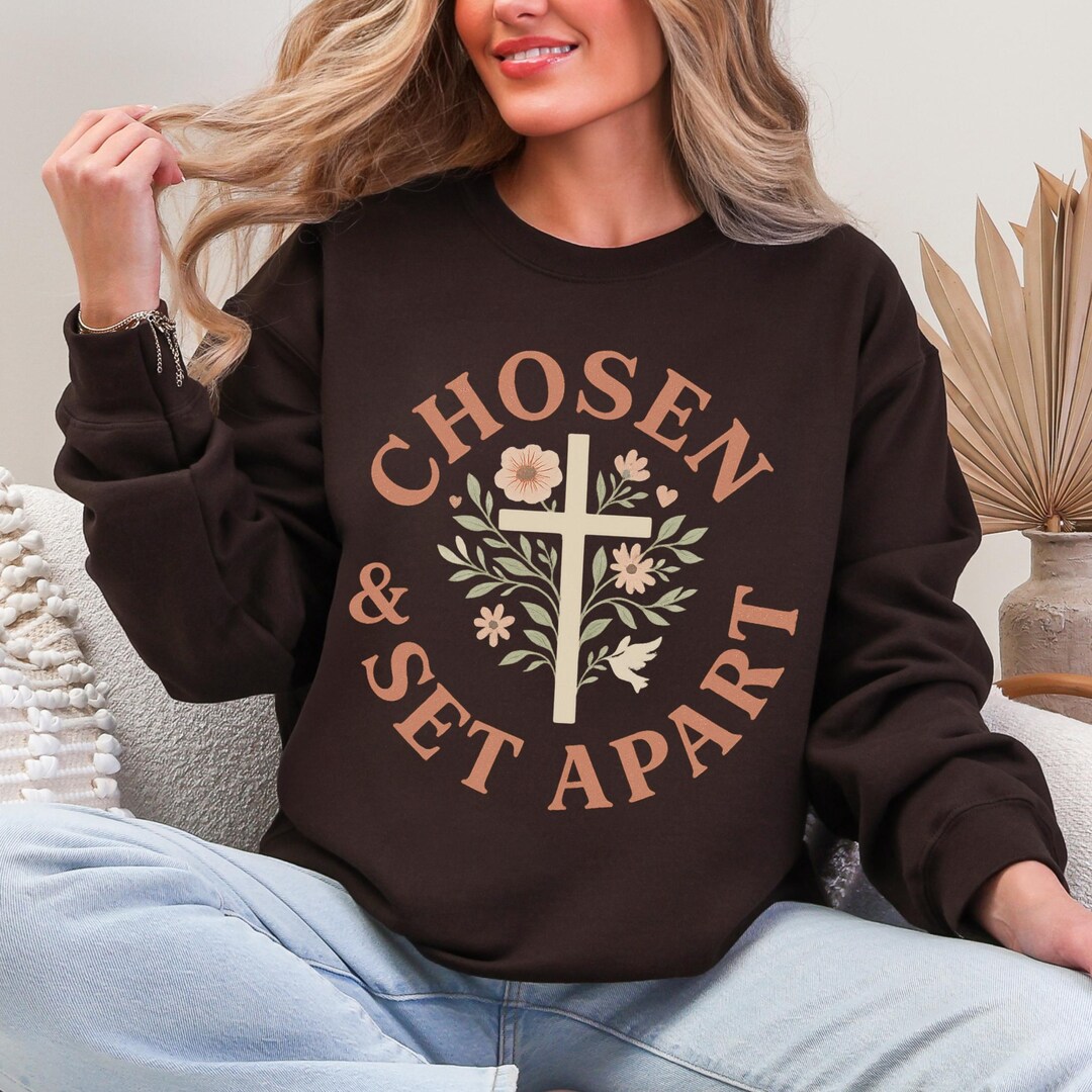 Chosen & Set Apart PNG, Floral Christian Cross Shirt Design, Faith ...