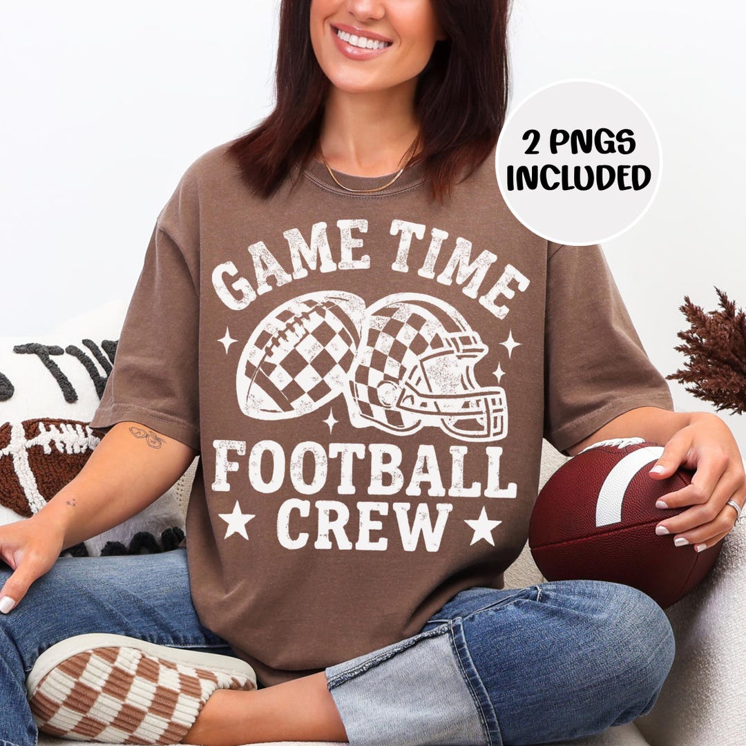 Game Time Football Crew PNG, Trendy Retro Football Shirt PNG, Checker ...