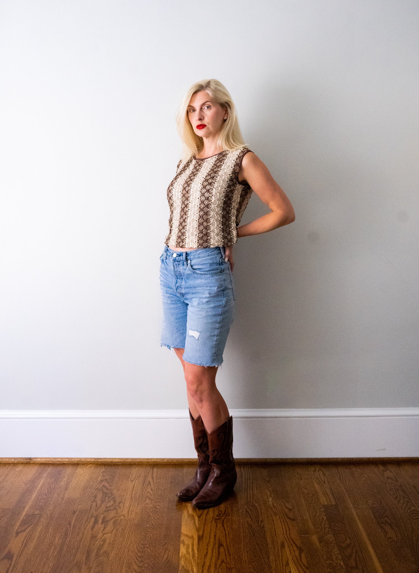 Vintage 1960's Striped Lace Shirt. Brown and Cream Top. 60's Crop Top ...