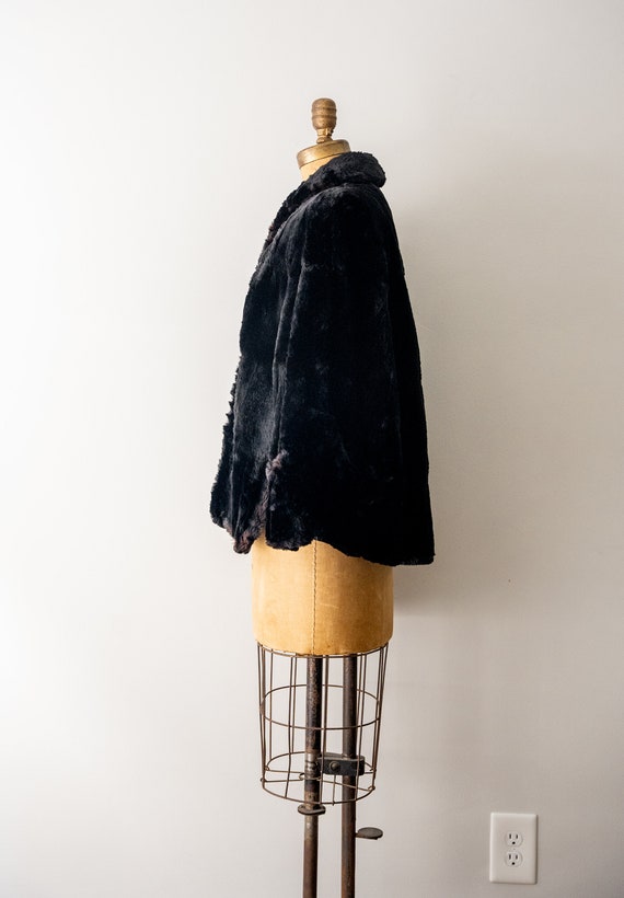 1940's black fur cape. vintage 40 sheared fur coat. b… - Gem