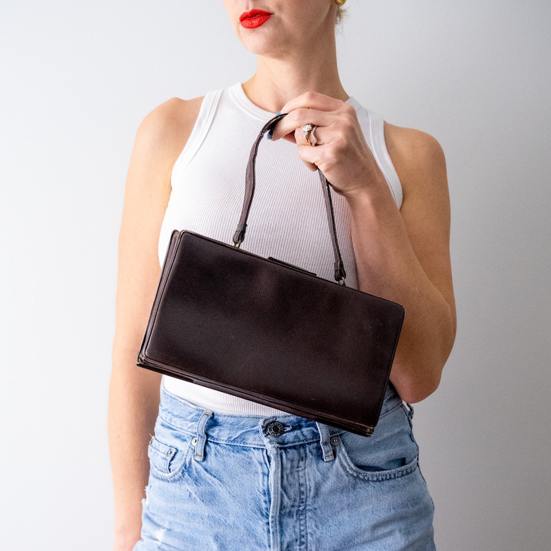 Rectangle Leather Bag - Etsy