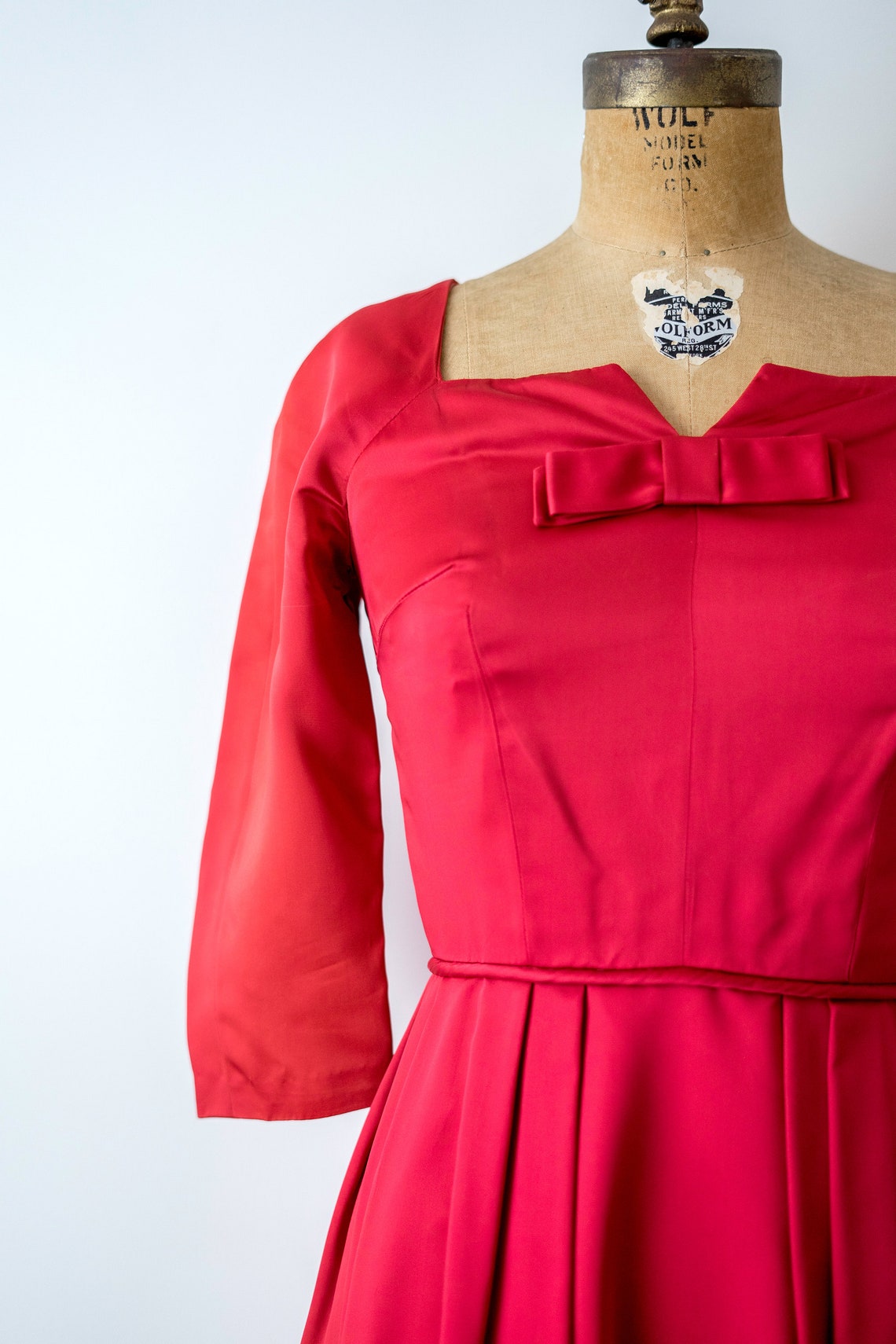 1960 Red Cocktail Dress. Vintage 60's Satin Dress. Scarlet Red Pinup ...