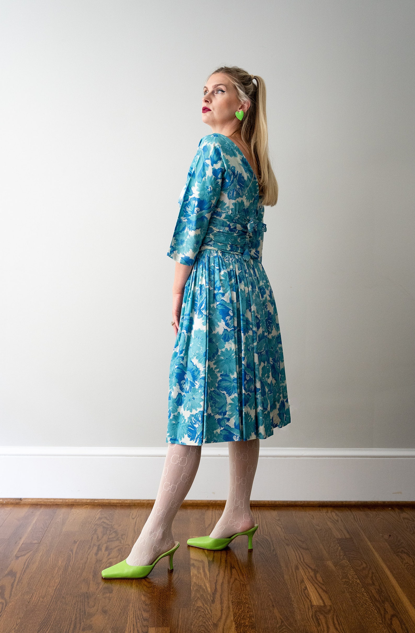 Vintage 60's Floral Dress. 1960 Blue & White Print Dress. - Etsy