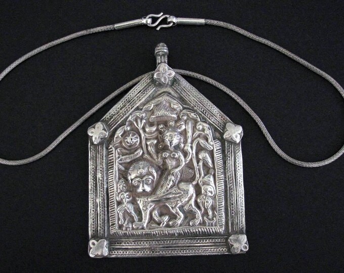 Antique Indian Amulet Large Goddess Durga Lion Pendant C. - Etsy