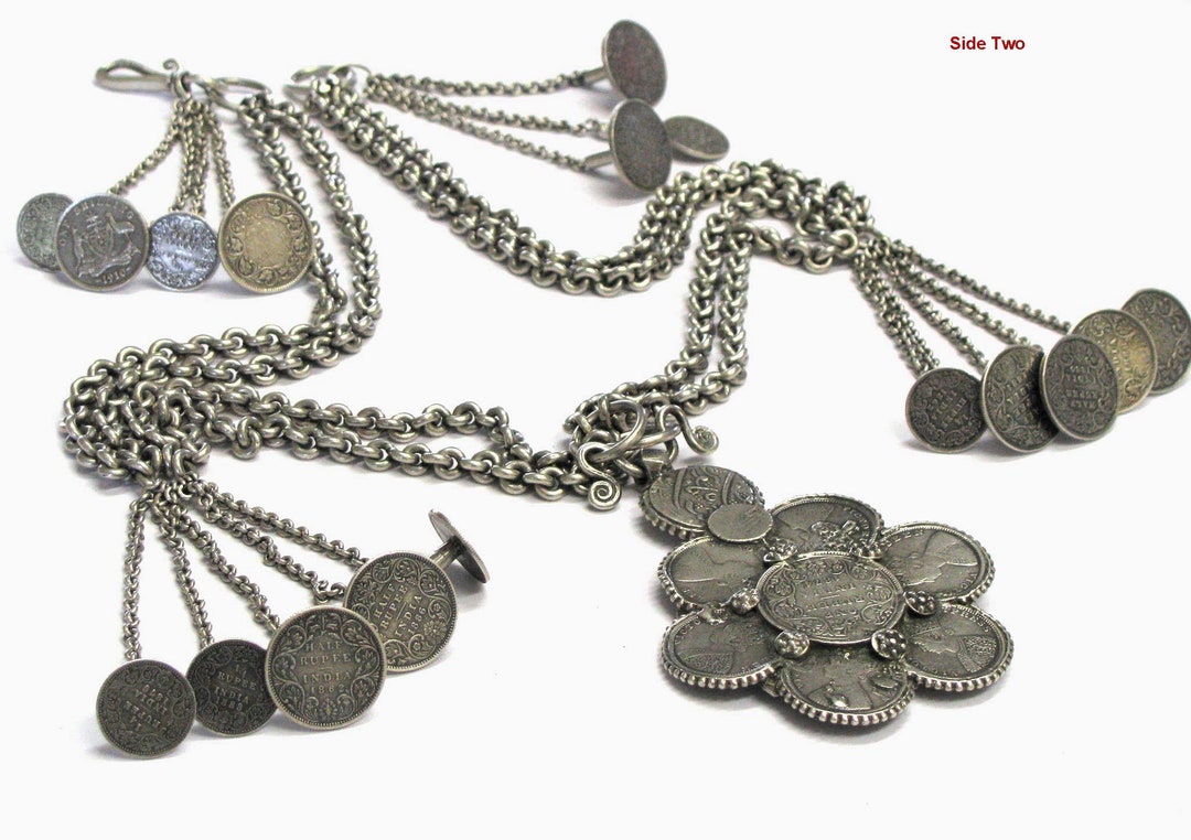 EXCEPTIONAL PRICE British India Rupee Necklace, Belt, Antique Indian ...