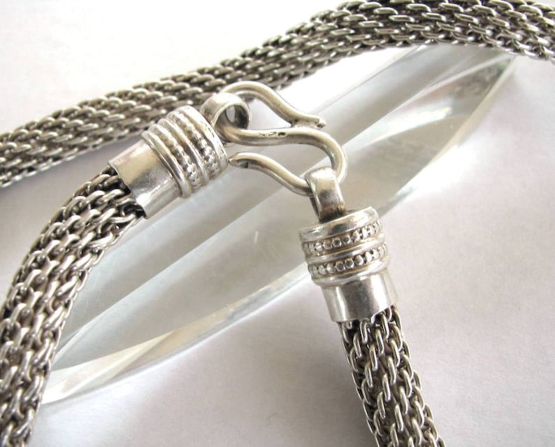 Vintage Indonesian Silver Mesh Chain Necklace 7mm Genuine - Etsy