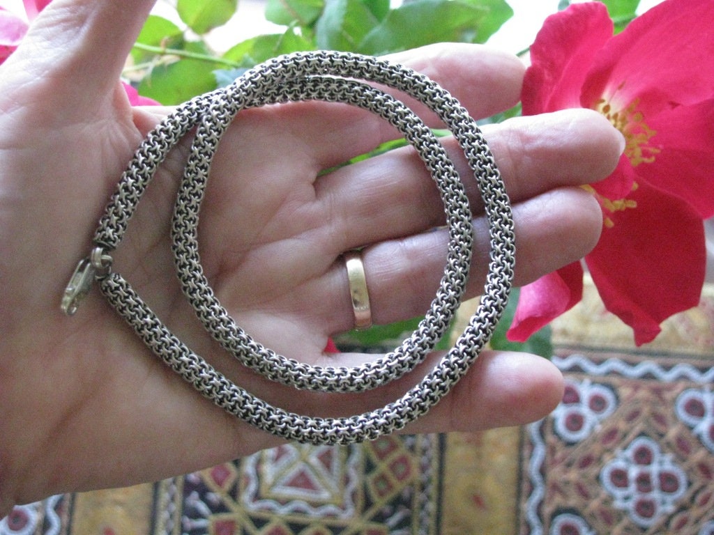 Vintage Indonesian Sterling Silver Mesh Chain Necklace, 19" - Etsy