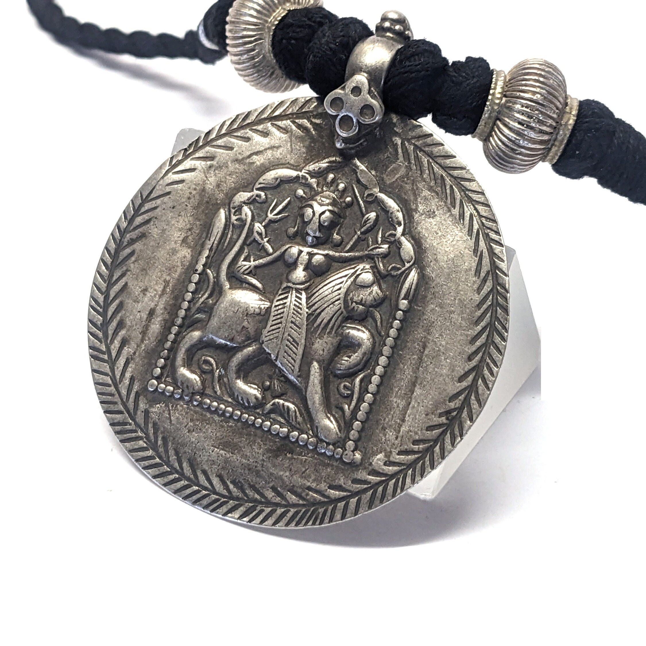 Antique Indian Amulet, Goddess Durga Pendant, High Grade Silver - Etsy