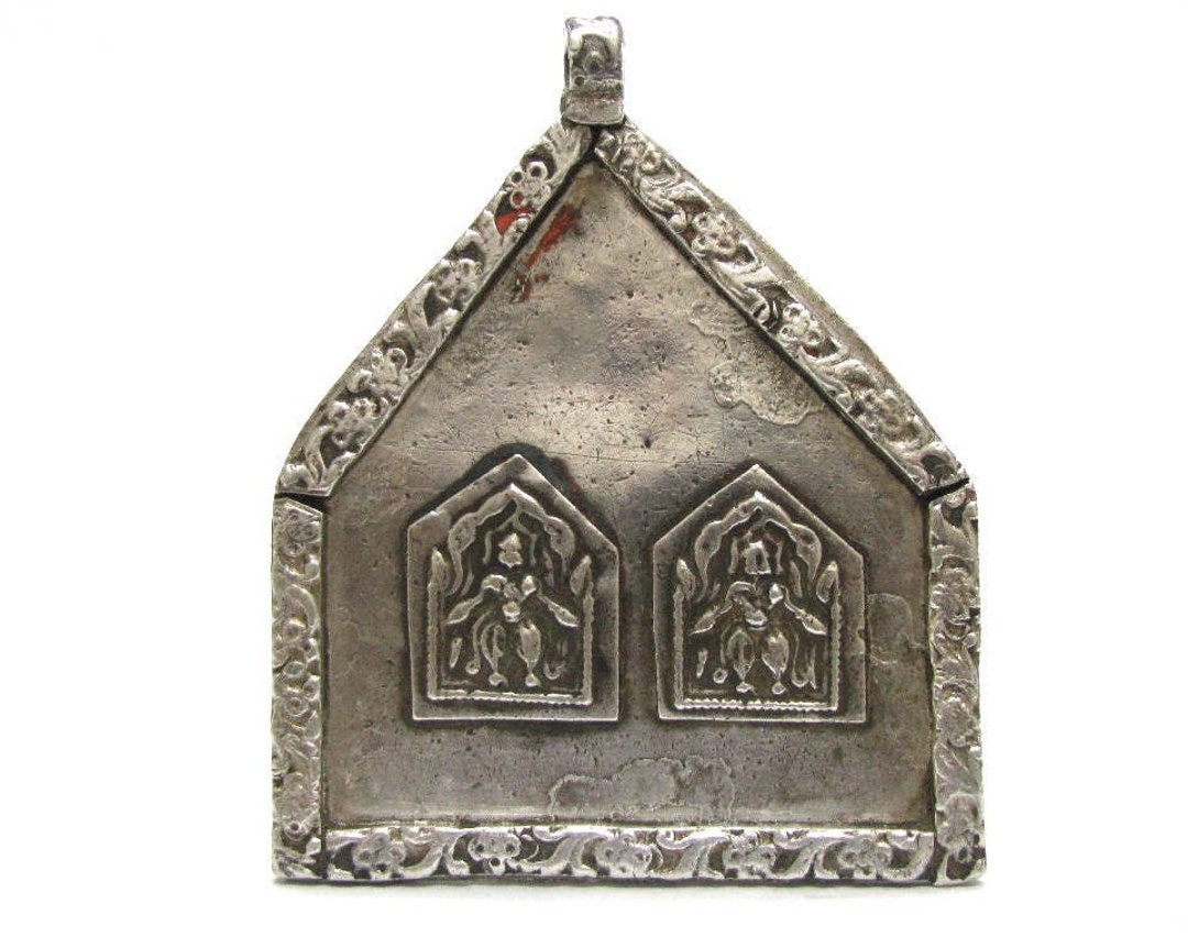 Antique Lord Shiva Amulet: High Grade Silver Indian Patri, Rajasthan ...