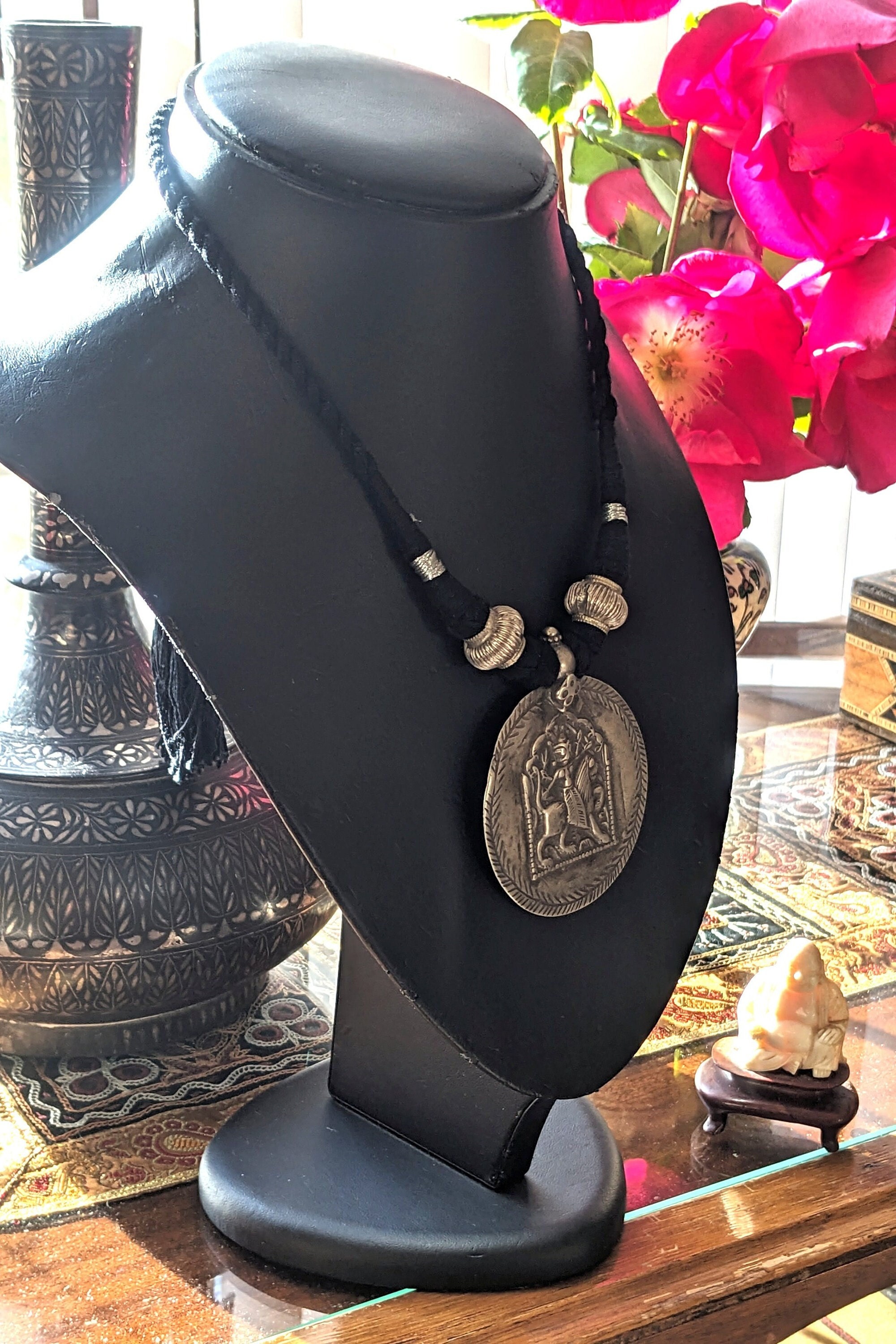 Antique Indian Amulet, Goddess Durga Pendant, High Grade Silver - Etsy