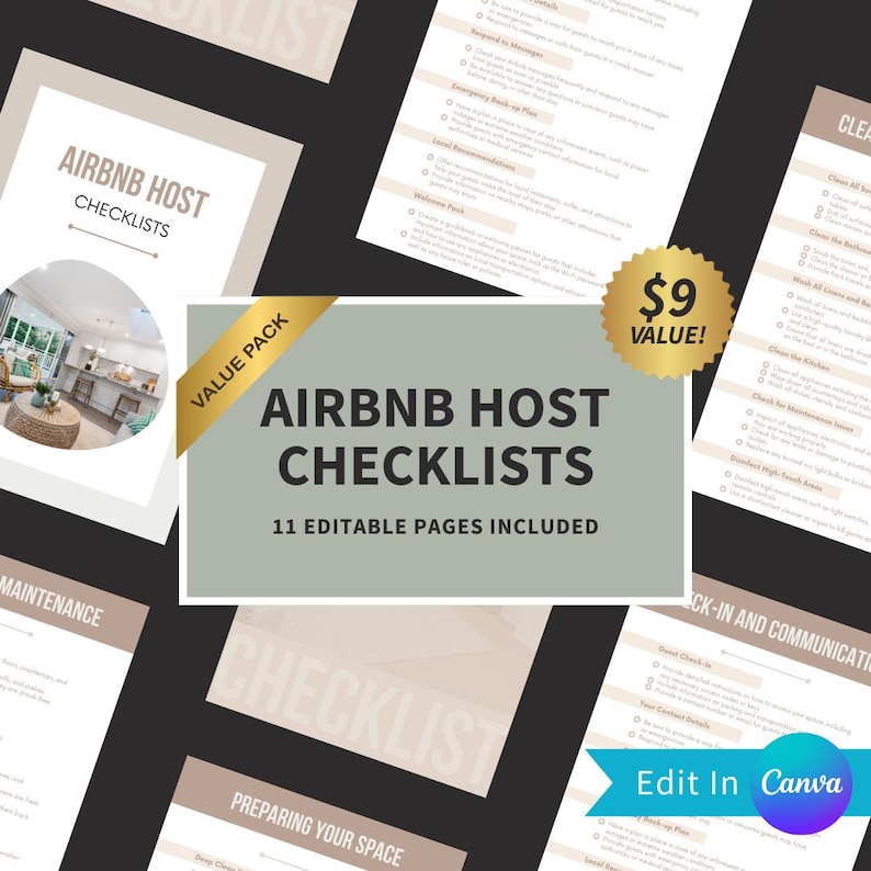 Airbnb Host Checklist Bundle | Printable Hosting Templates | Editable ...
