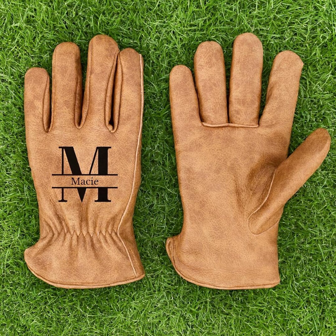 Personalized Leather Garden Gloves – Engraved Cowhide, Yard Work Gift ...