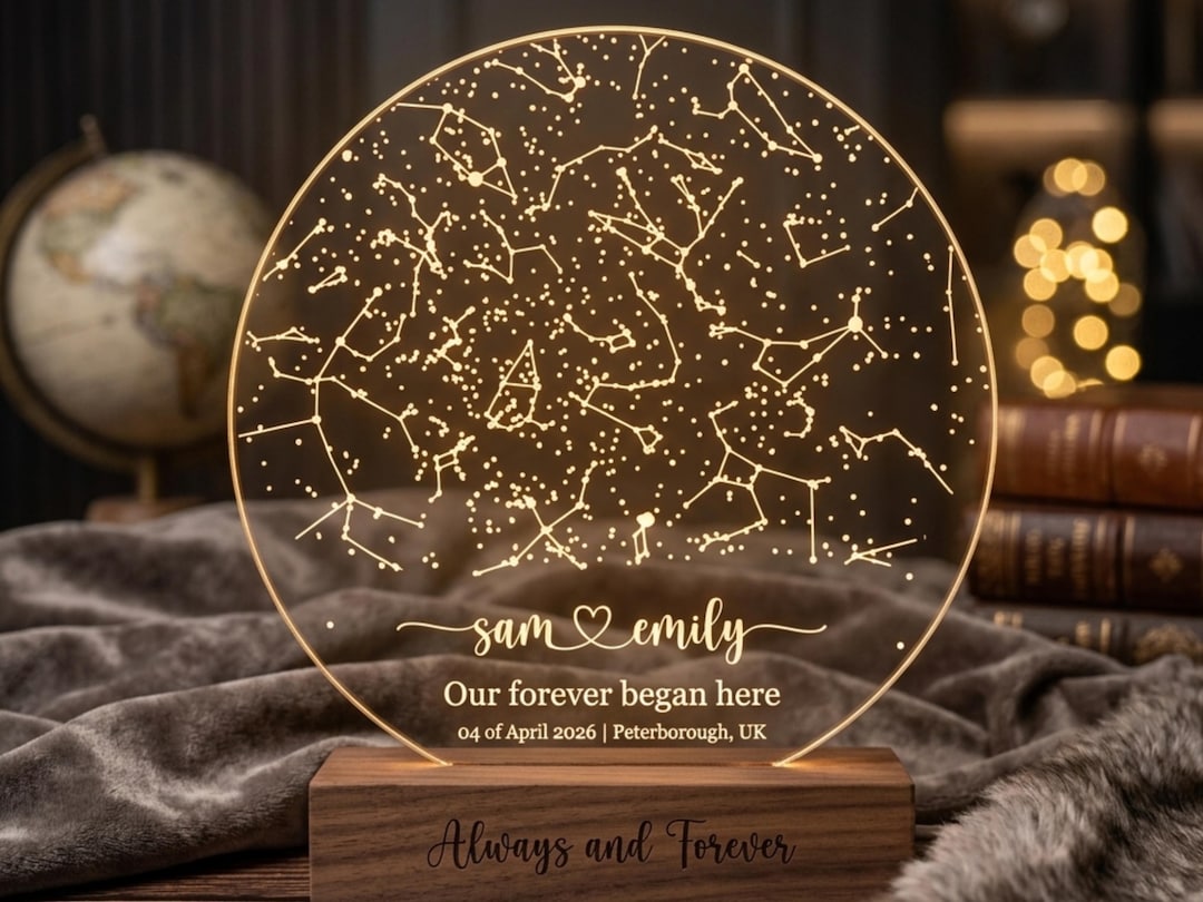 Personalized Star Map Night Light, Custom Constellation Anniversary ...