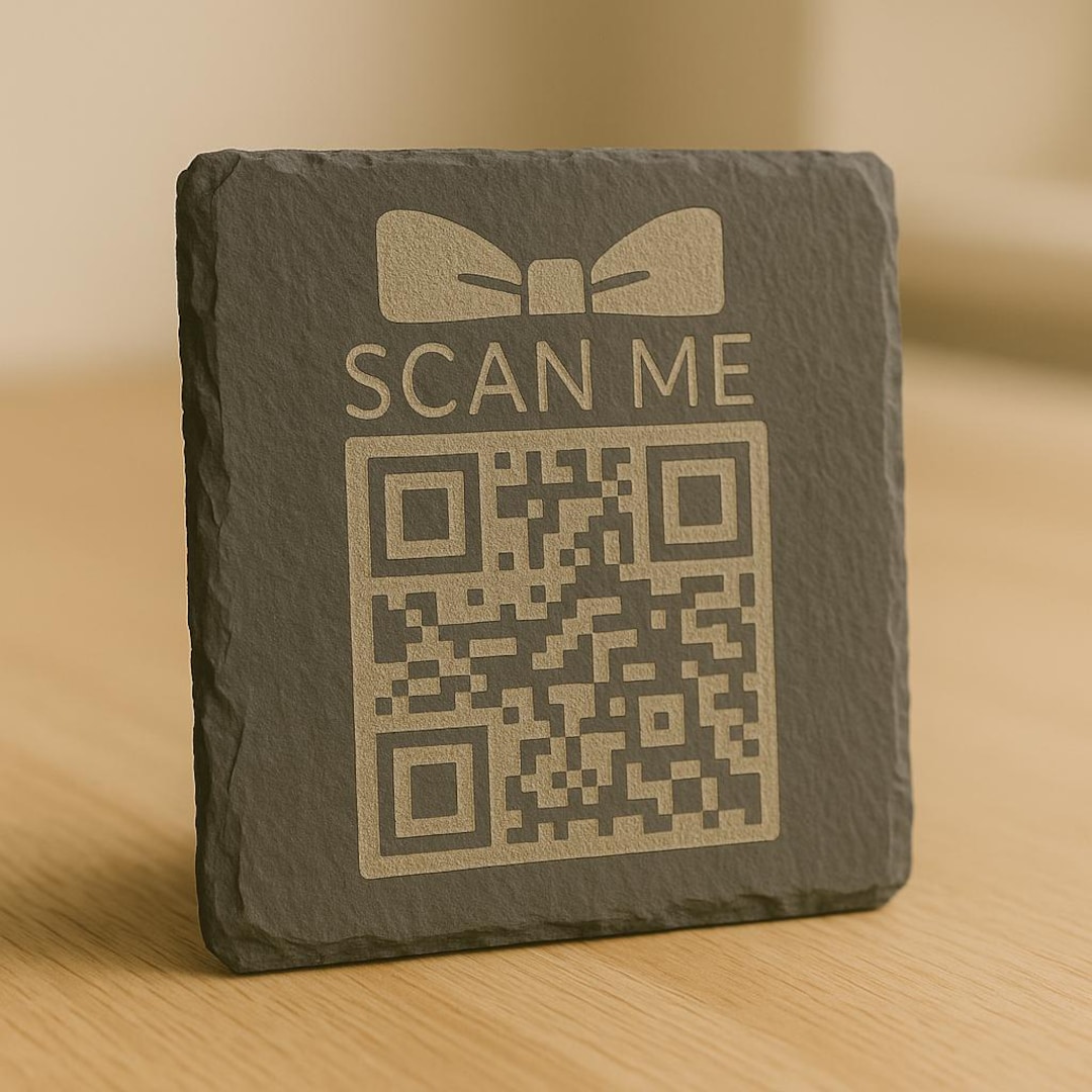 Custom QR Code Slate Coaster: Engraved Hidden Message, Romantic Gift - Etsy