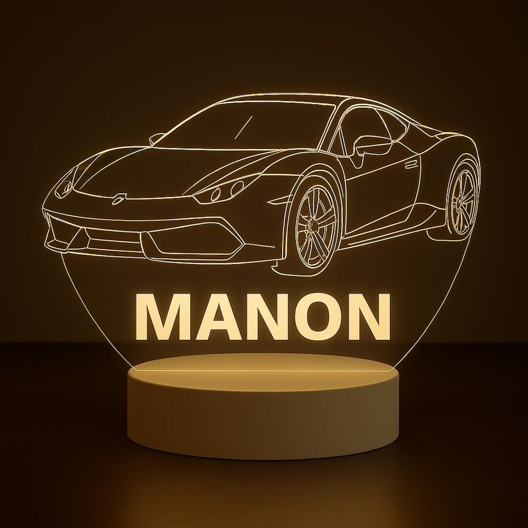 Personalized Ferrari LED Lamp: Custom Name Racing Car Night Light - Etsy