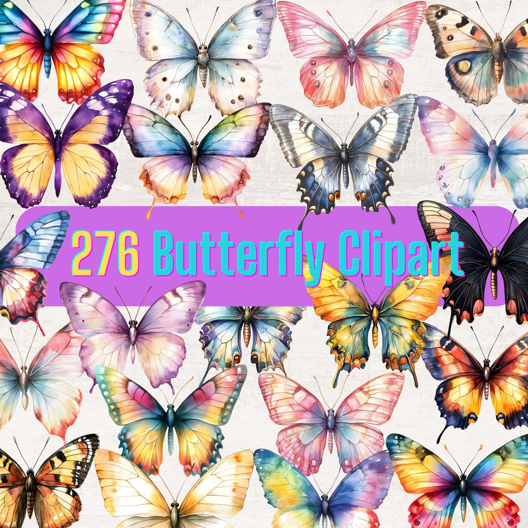 Watercolor Butterflies Clipart Watercolor Butterfly PNG Colorful ...