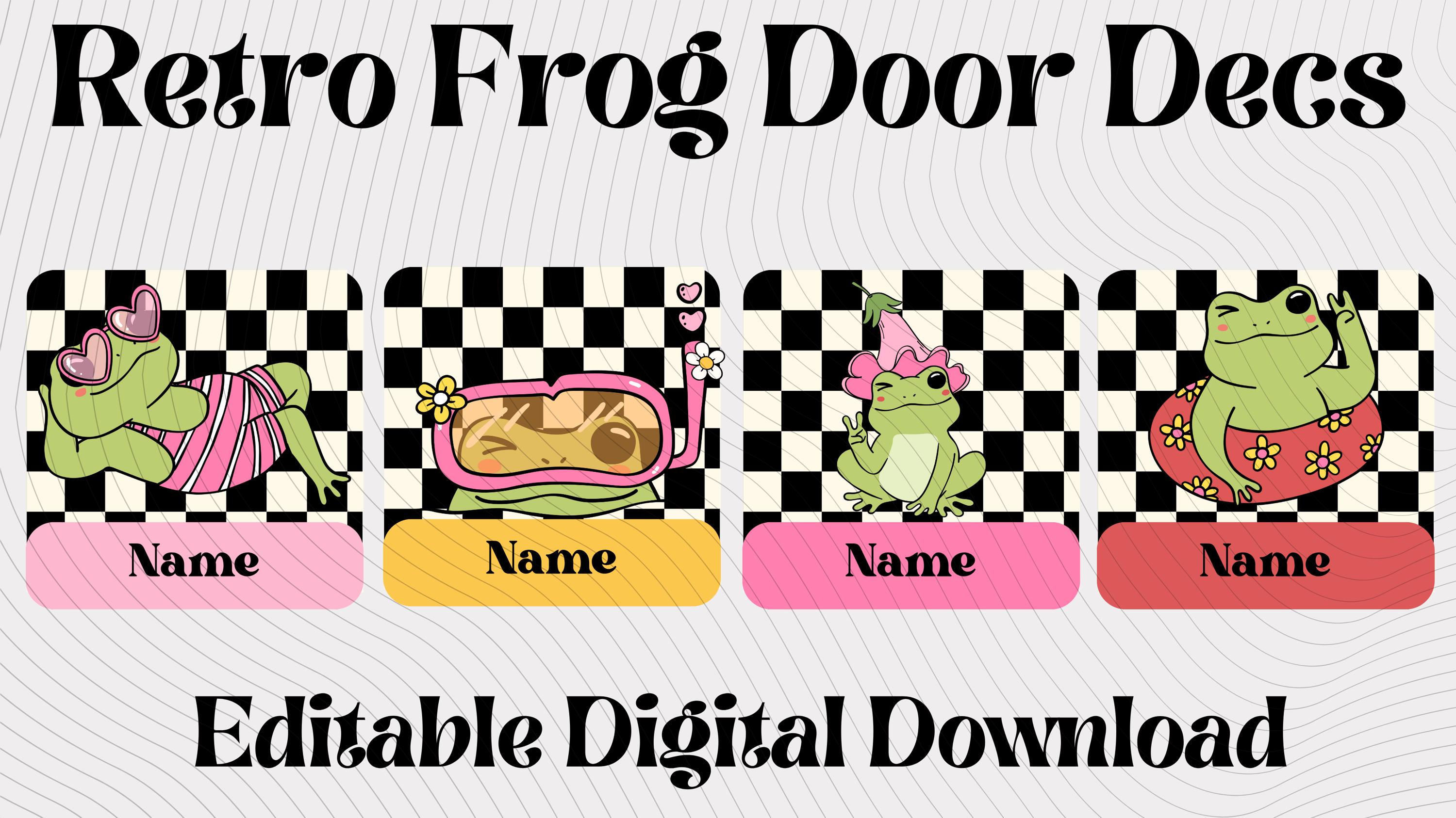 Retro / Groovy Frog Door Decs - Editable Digital Download (RA, Teacher ...