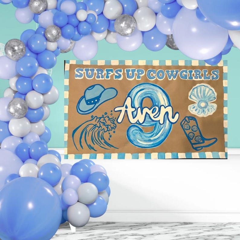 Hand-painted Coastal Cowgirl Birthday Banner: Beach Western Decor - Etsy
