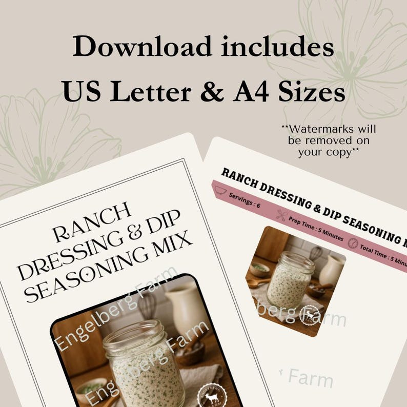 Ranch Dressing Recipe: Farmhouse Seasoning Mix + Bonus Printables ...