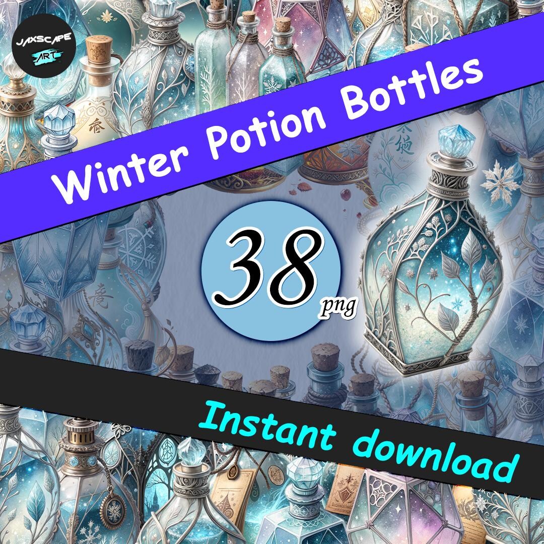 Winter Potion Bottles Clipart Watercolor Magical Potions PNG Bundle ...