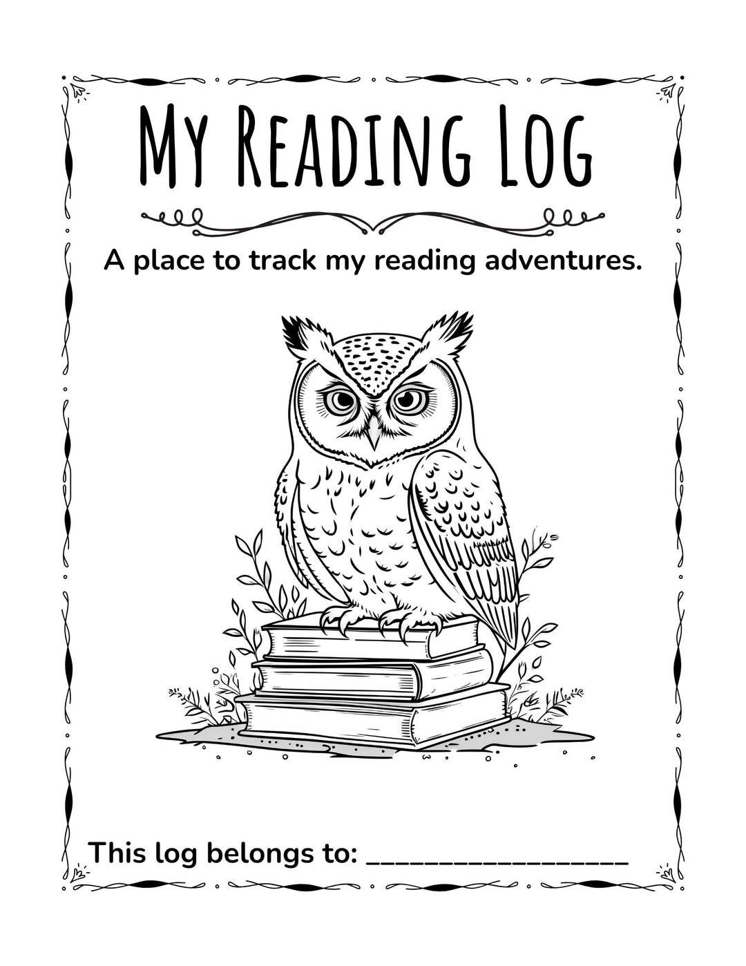 Owl Reading Log for Kids | Book Tracker + Tree Coloring (PDF) - Etsy
