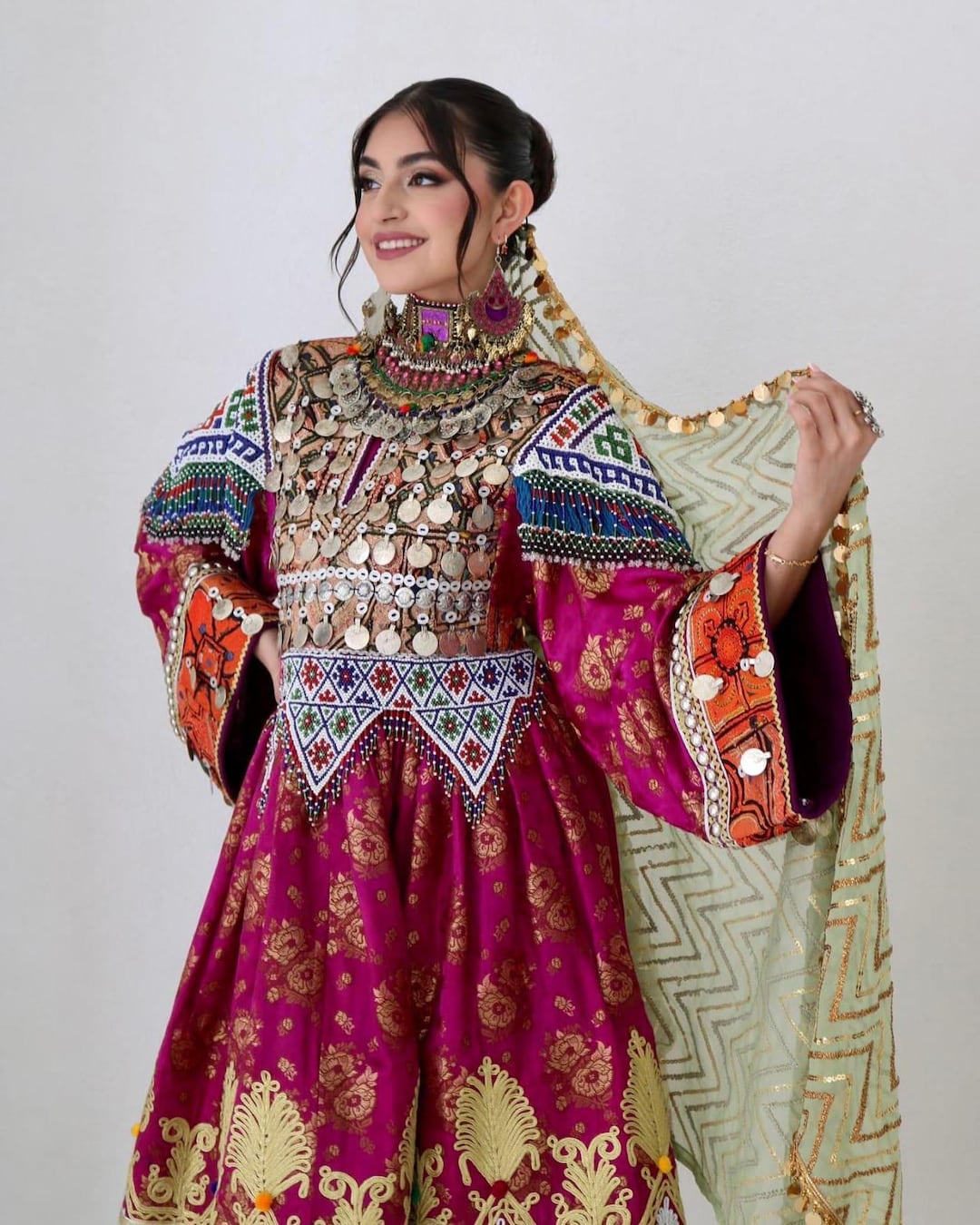 Handmade Afghan Wedding Dress With Traditional Cherma Embroidery ...