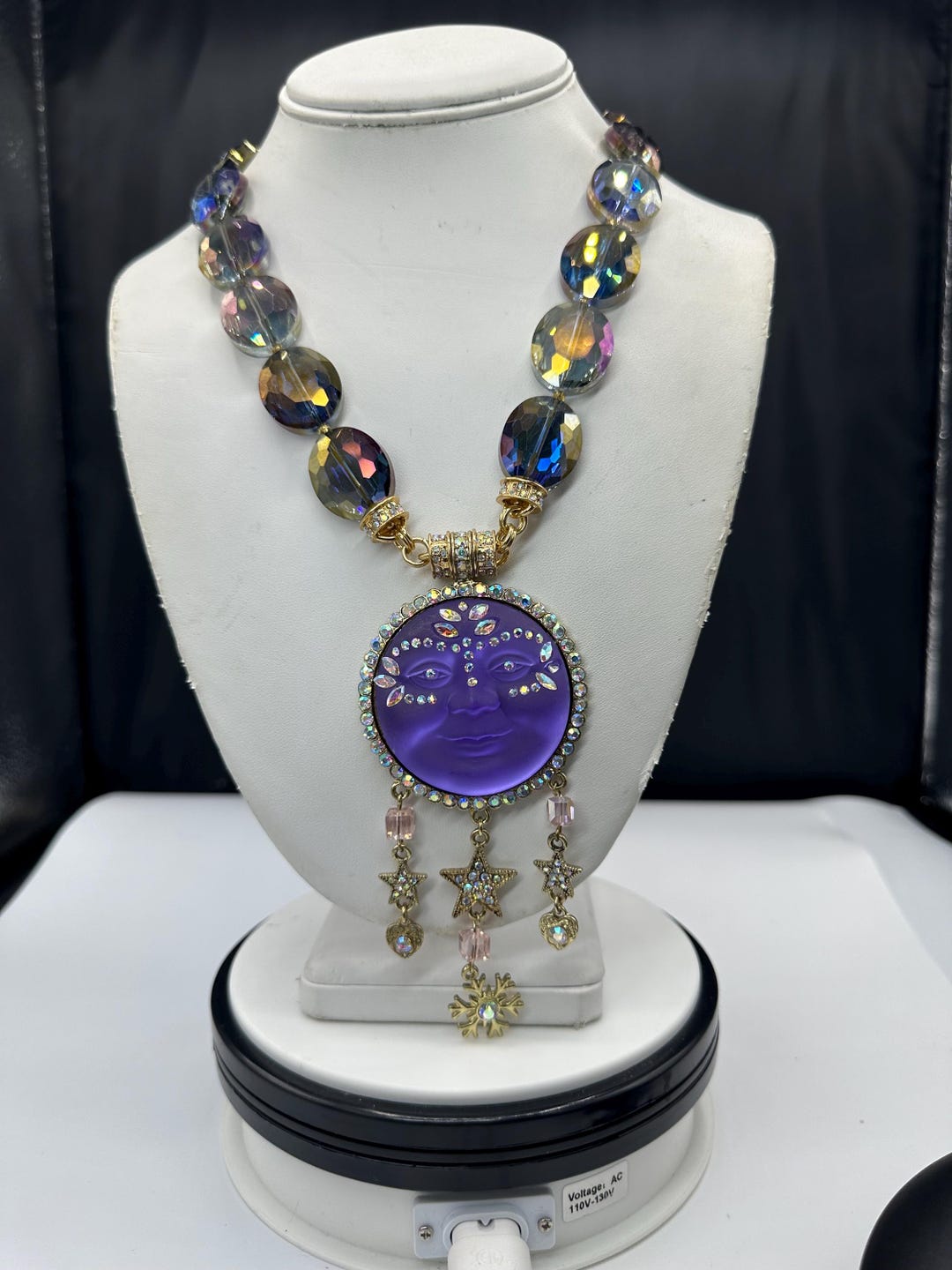 Kirk’s Folly Purple Moon Face, Swarovski Crystal Bead Magnetic Necklace ...