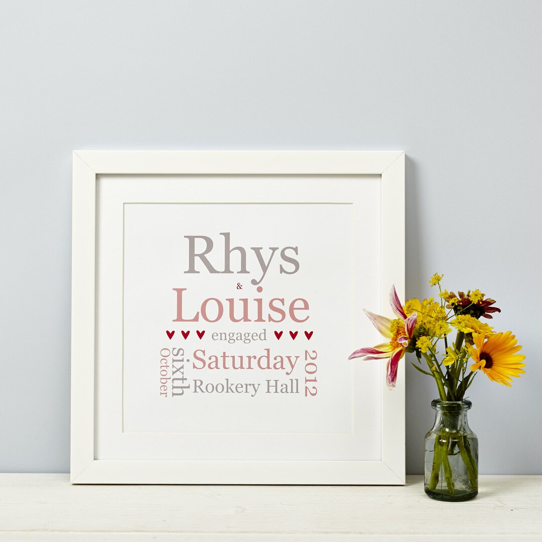 Engagement Print Engagement Gift Engaged Gift Print Personalised ...