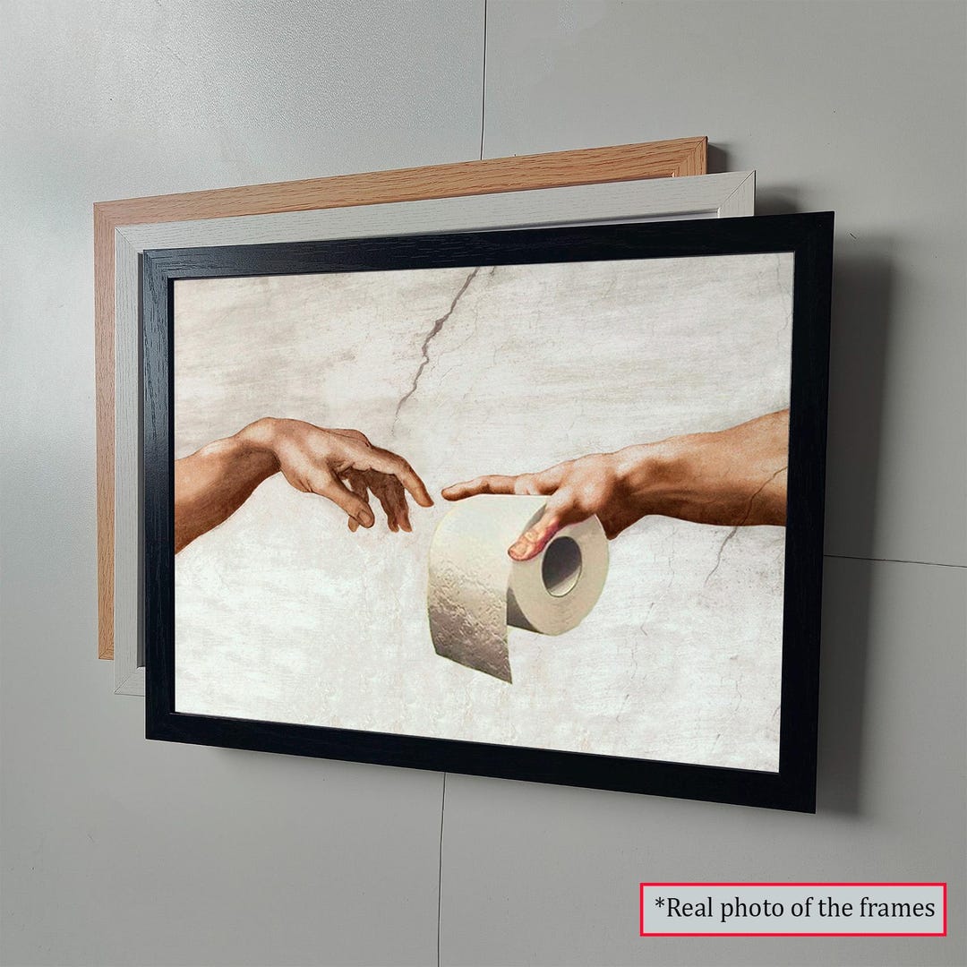 Bathroom Wall Art WC Creation of Adam Toilet Paper Bathroom Humor Funny ...