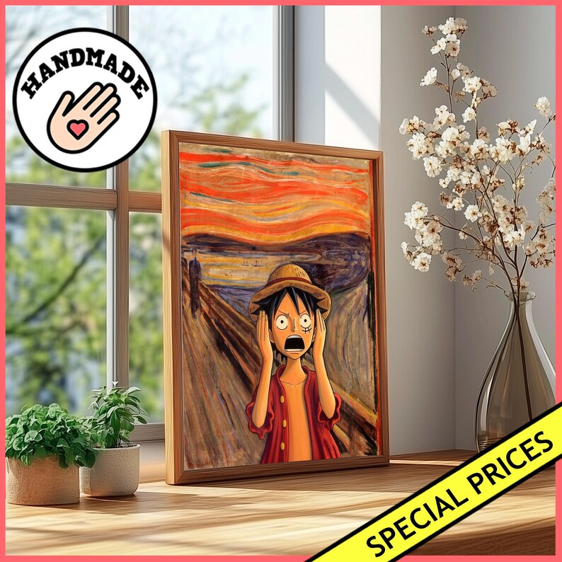 Luffy One Piece Wall Art Print the Scream Parody Anime Pop Culture ...