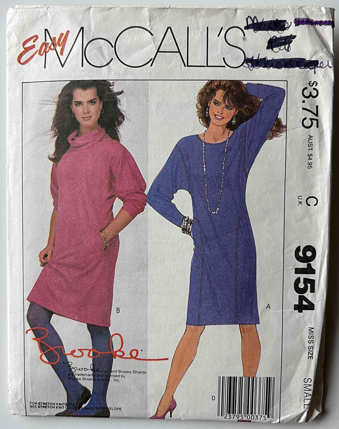 RARE Vintage 80's Brooke Shields Misses' Dress, Stretch Knits Mccall's ...