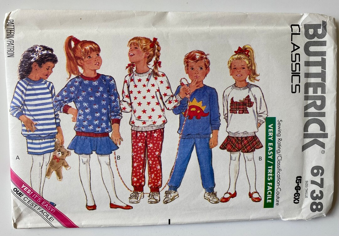 Butterick 6738 Sewing Pattern Easy Children's Top, Skirt & Pants ...