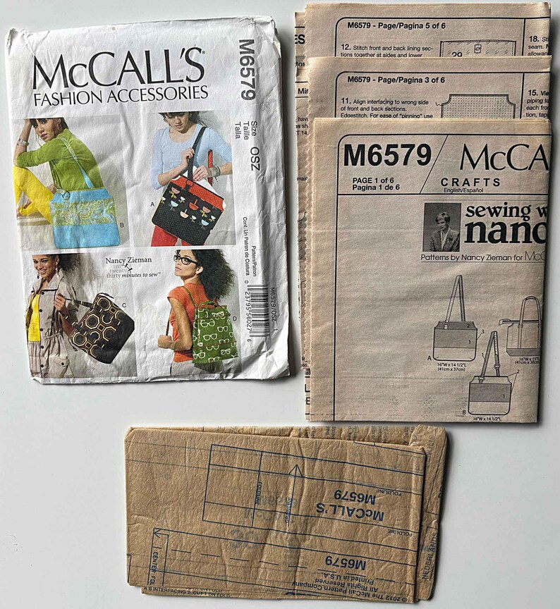 Nancy Zieman Tote Bags, Accessories Mccall's 6579 Sewing Pattern UNCUT ...