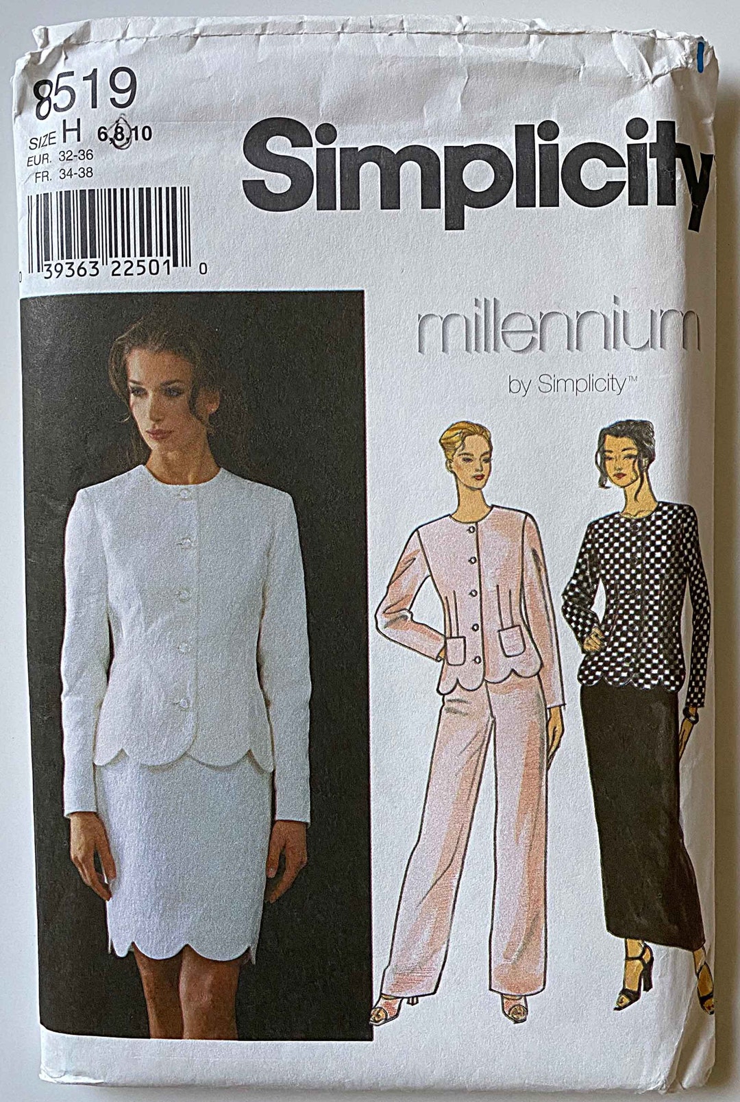 Vintage Misses' 1990's Millenium Suit, Scallop Edge Jacket & Skirt in 2 ...