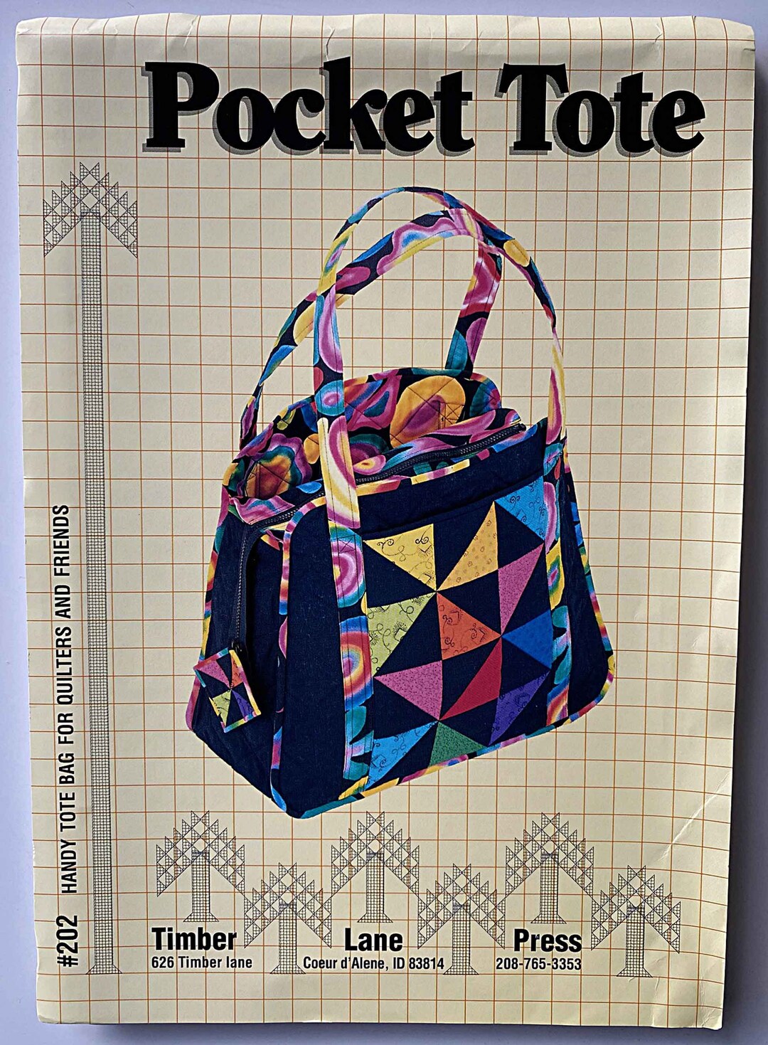 Vintage Pocket Tote Purse Sewing Pattern #202 UNCUT Timber Lane Press ...