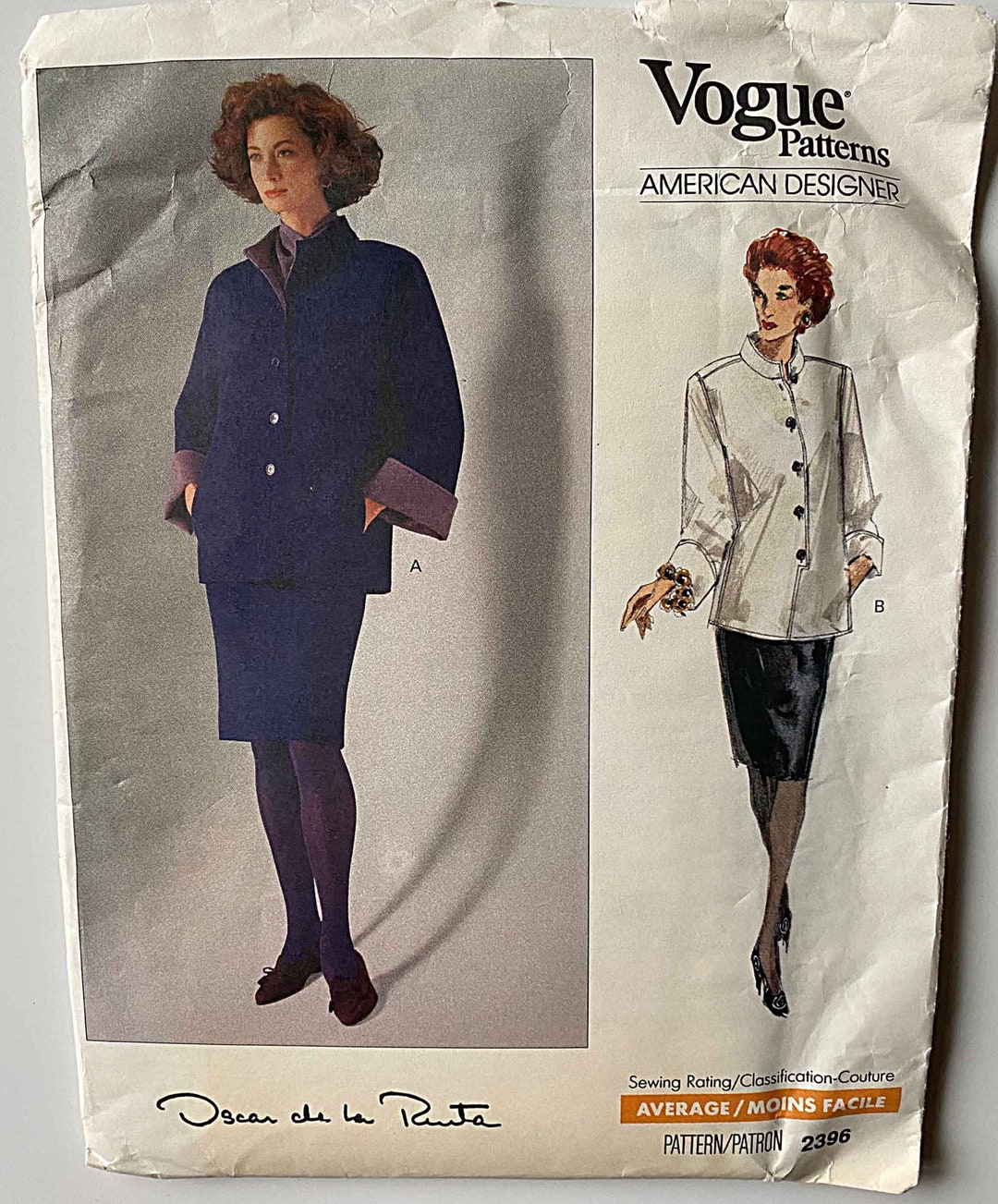 Vintage 80's Oscar De La Renta Misses' Top, Skirt & Scarf, Vogue 2396 ...