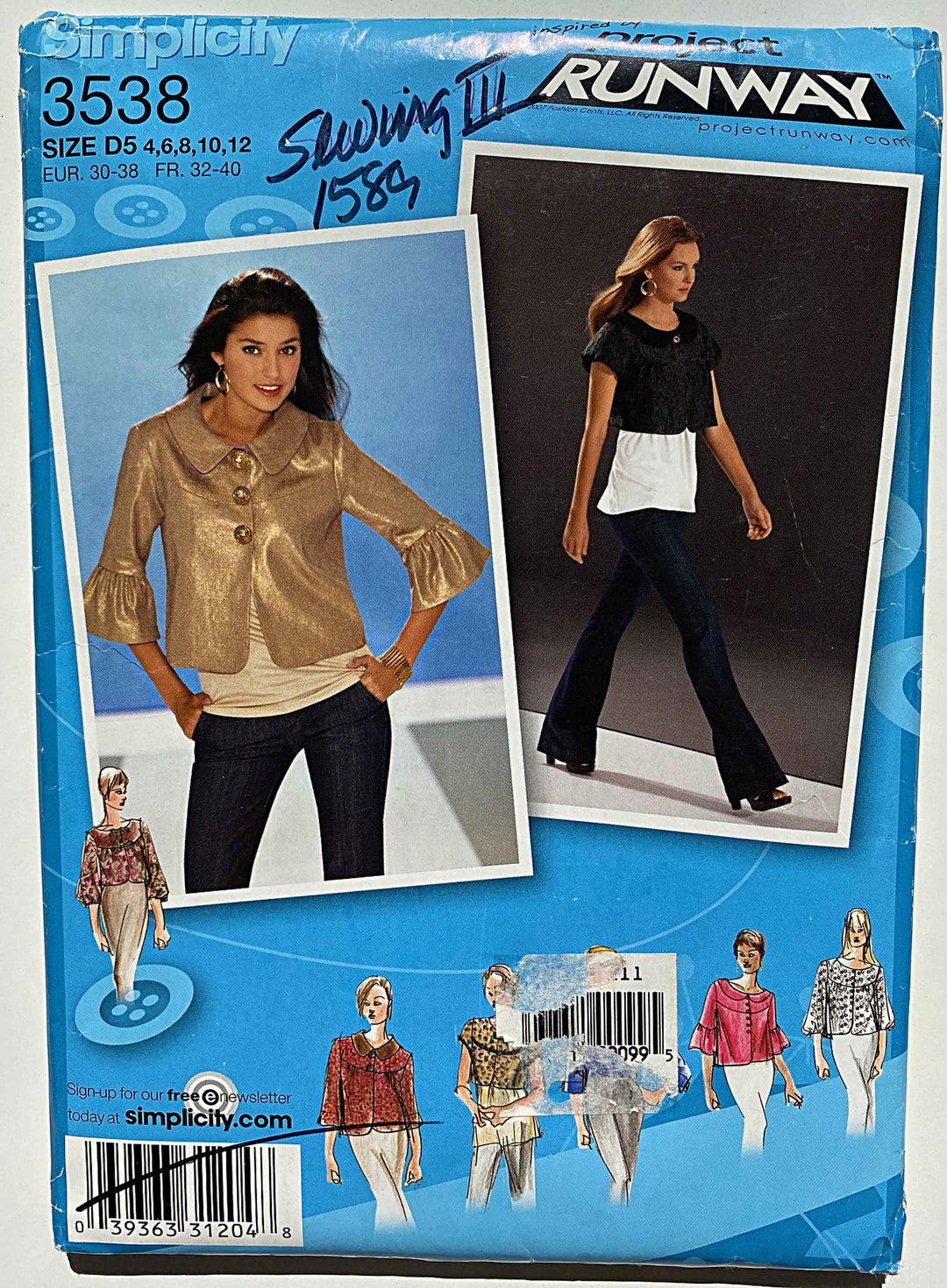 Project Runway Misses' Jacket in 2 Lengths With Yoke, Collar, Sleeve ...