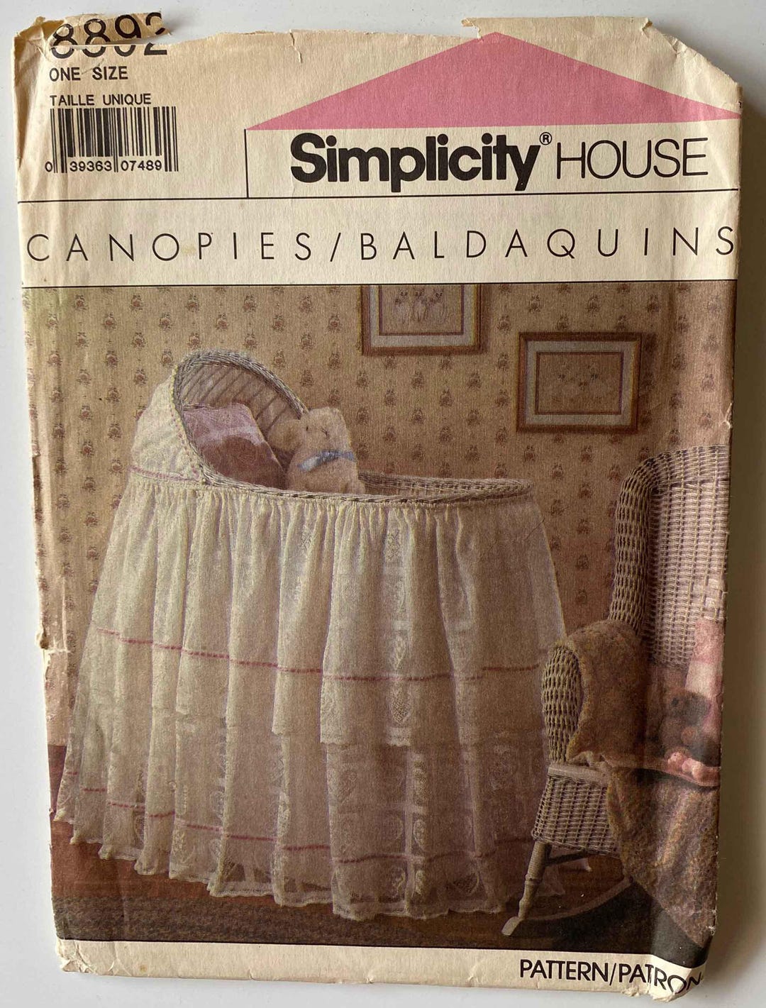 Vintage 80's Simplicity 8892 Sewing Pattern Canopies, Bassinet, Valance ...