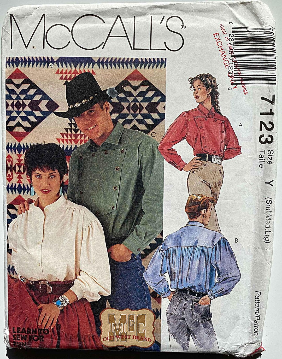 Vintage Unisex Mcc Old West Brand Shirts, Adult Men's, Women's Mccall's ...