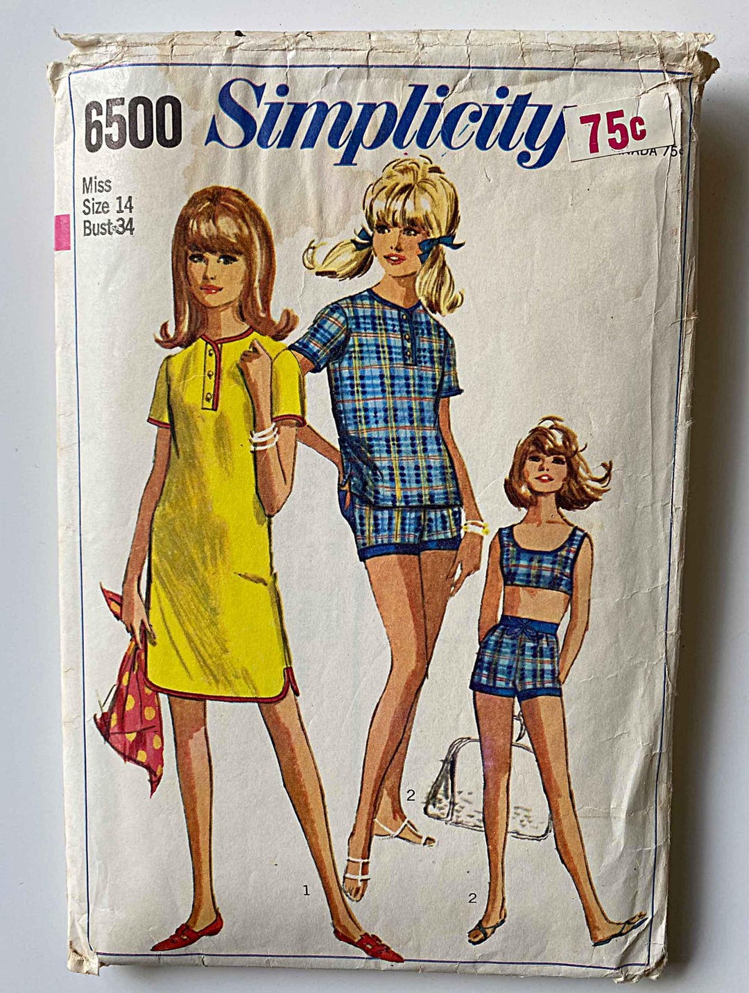 Vintage 60's Misses' Bathing Suit, Overblouse or Beach Shift Coverup ...