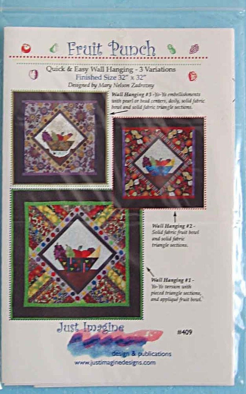 Fruit Punch Wallhanging Quilt Pattern by Just Imagine Designs, Fruit ...