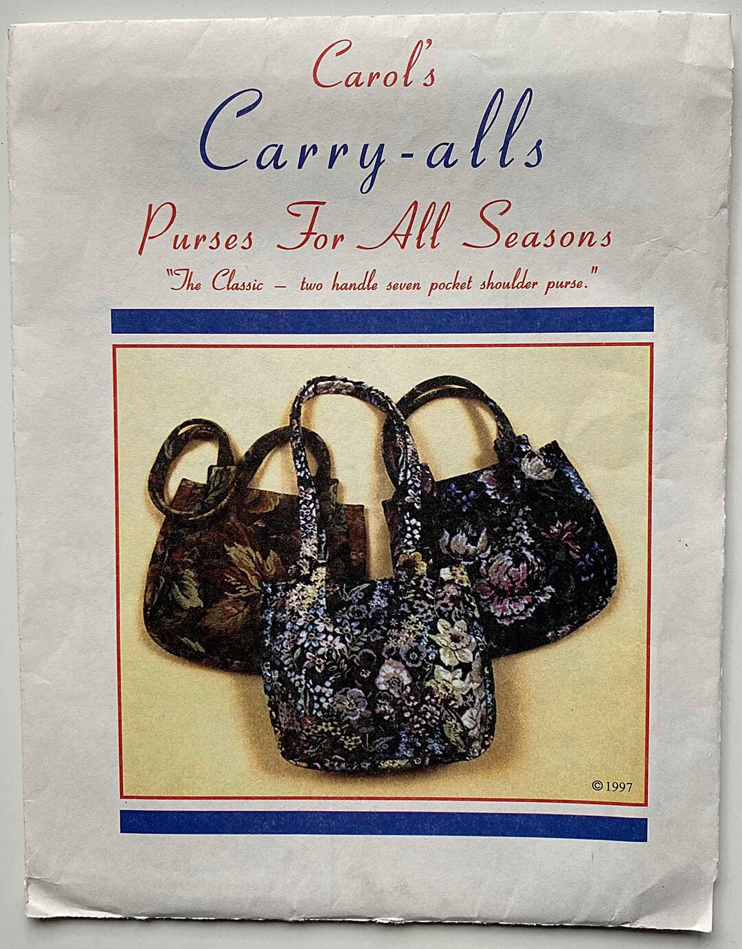 RARE Vintage 90's Carol's Carry-alls Purse PLUS Tissue Holder Sewing ...