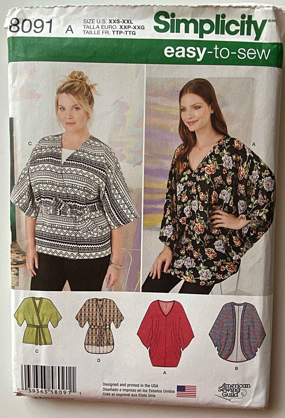 Misses' Kimono Style Dress, Cocoon Kimono and Wrap Kimono, Tie Belt Simplicity 8091 Sewing ...