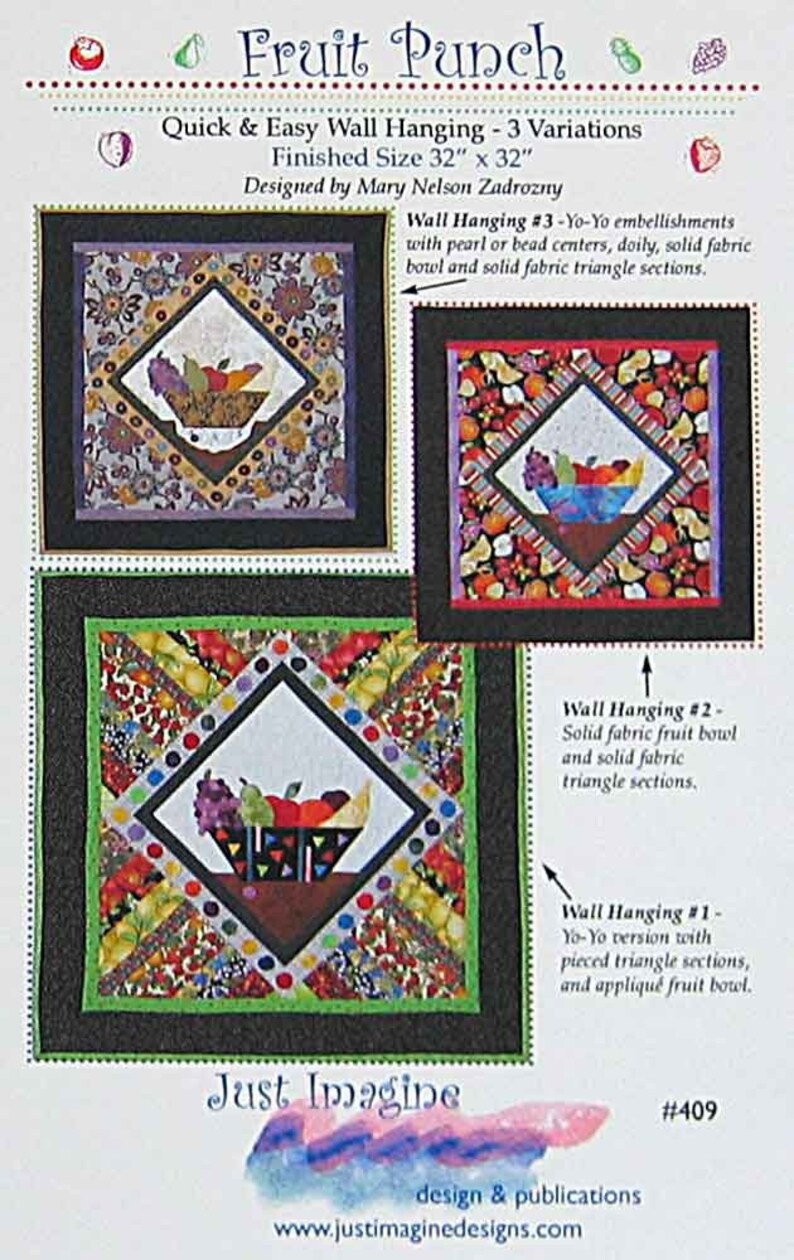 Fruit Punch Wallhanging Quilt Pattern by Just Imagine Designs, Fruit ...