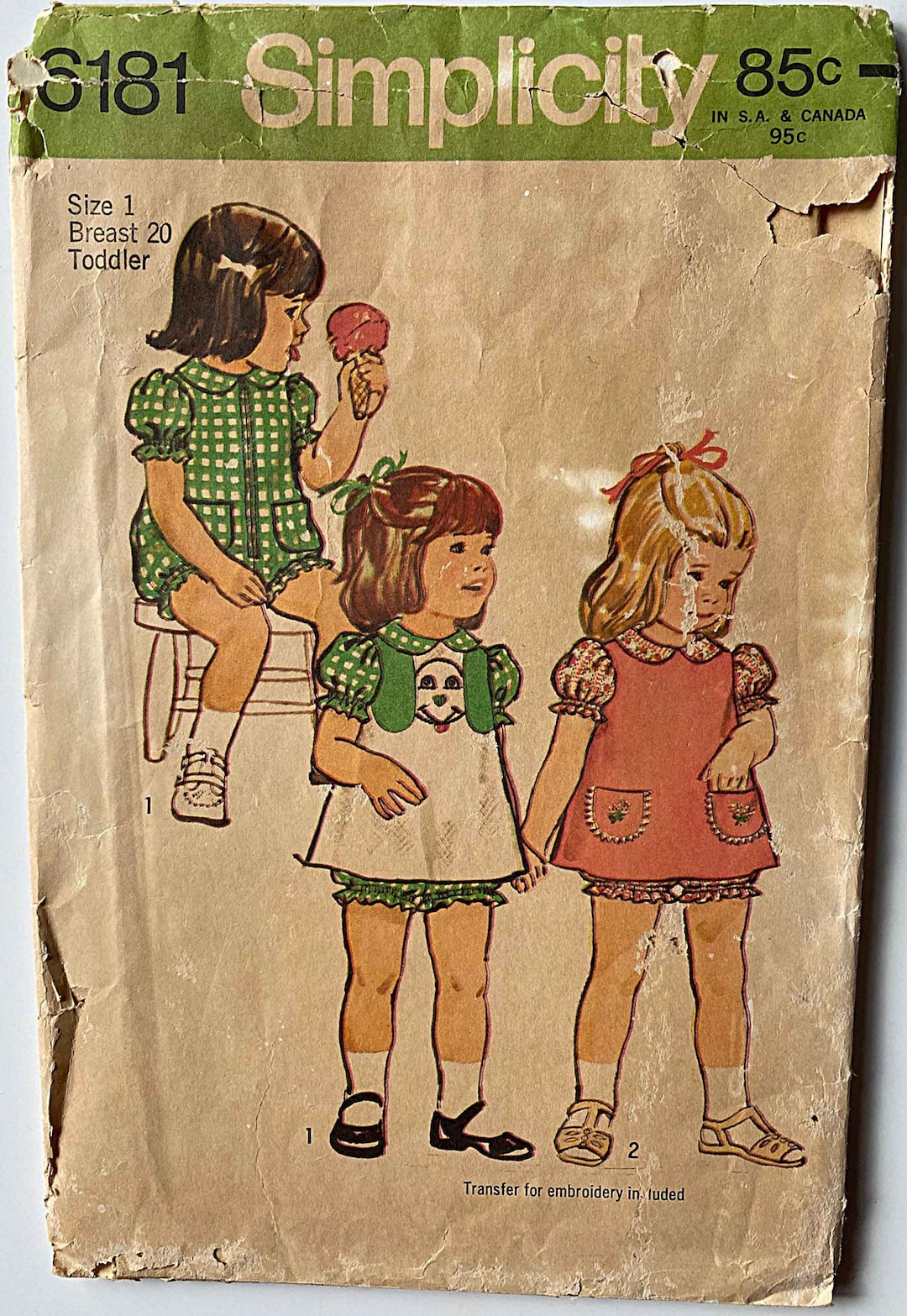 RARE Vintage 70's Toddlers Girl's Jumpsuit & Jumper Simplicity 6181 ...