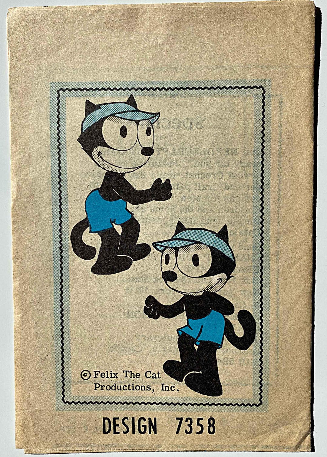 RARE Vintage 12" Inky & Dinky Cats Design 7358 Mail Order Sewing ...