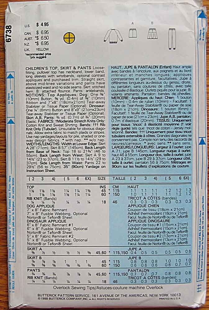 Butterick 6738 Sewing Pattern Easy Children's Top Skirt - Etsy