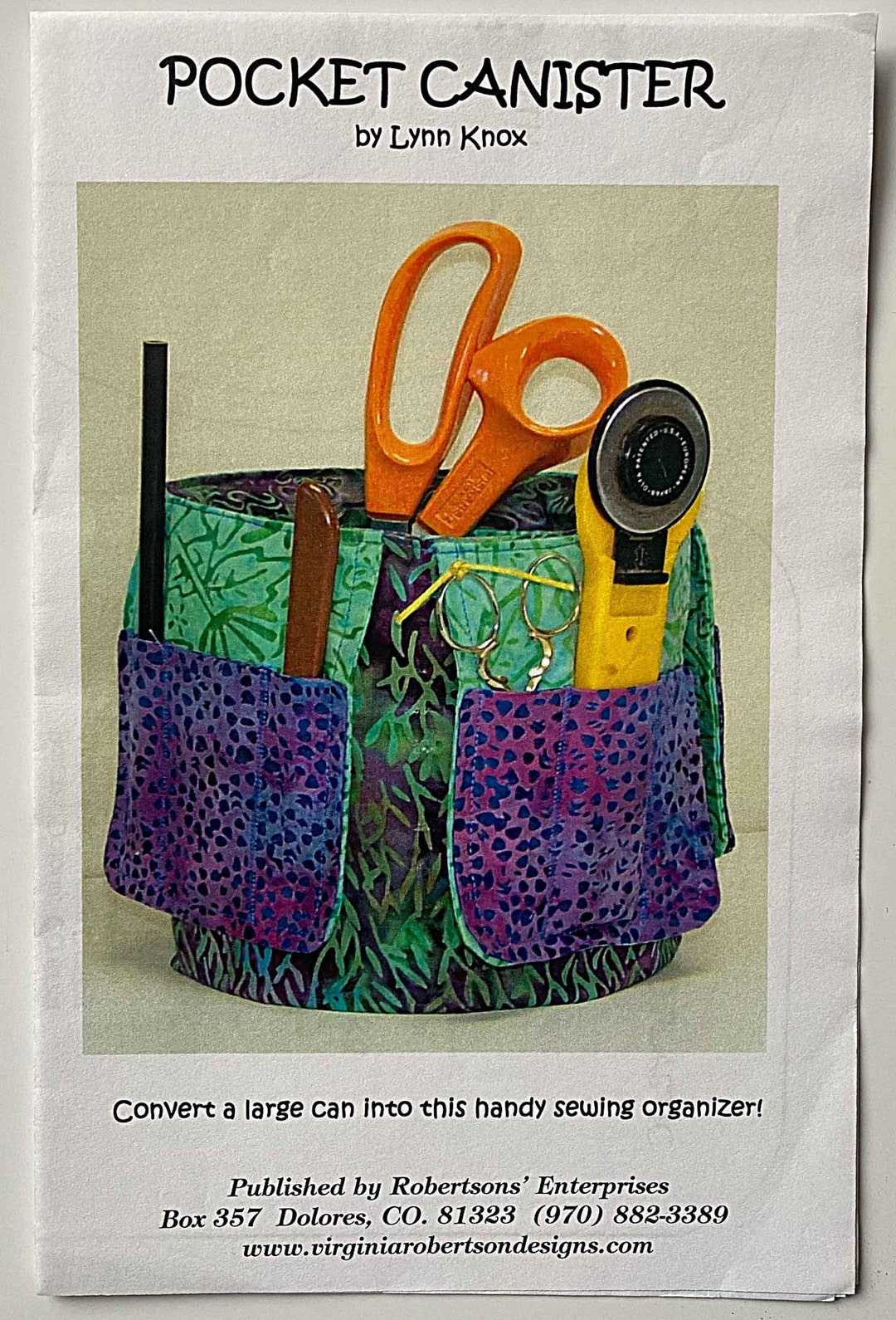 RARE Pocket Canister Craft Pattern Lynn Knox UNCUT Sewing Room ...